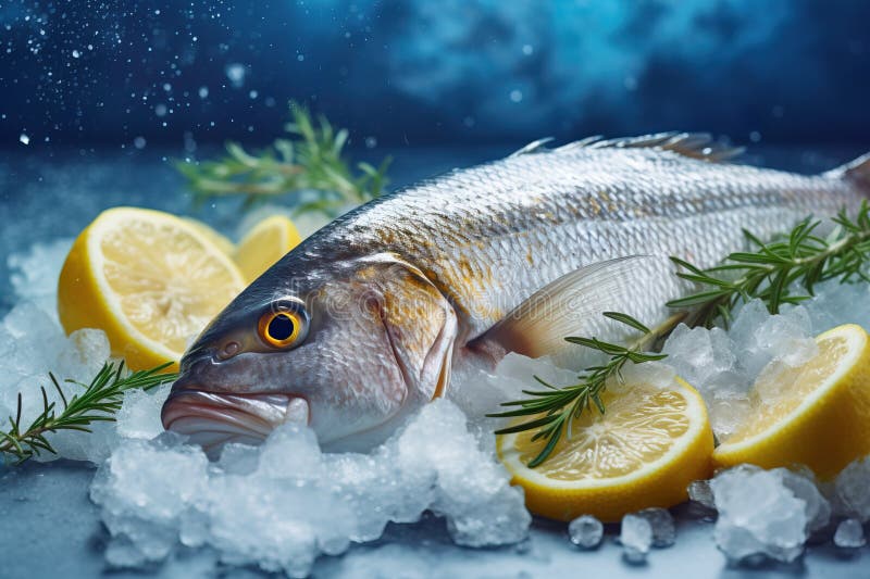 Fresh Fish Display on Ice stock photo. Image of food - 295937496