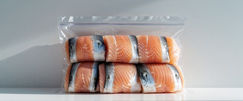 Fresh Fish Fillets Packed in Clear Plastic Bag for Sale Stock Image ...