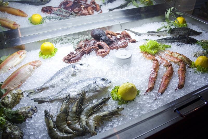 Raw Fish and Seafood in Ice Stock Image - Image of fresh, travel: 42977727