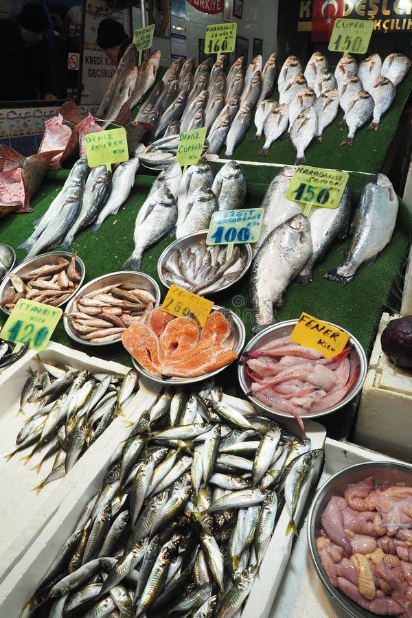 Fresh Fish in Ice at Local Market Shop Stock Photo - Image of local ...