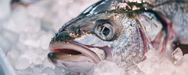Fresh Fish on Ice at a Seafood Market Stock Image - Image of fishmonger ...