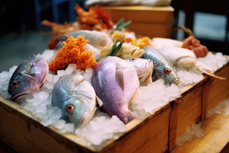 Fresh Fish on Ice for Sushi Making Stock Image - Image of fish, food ...