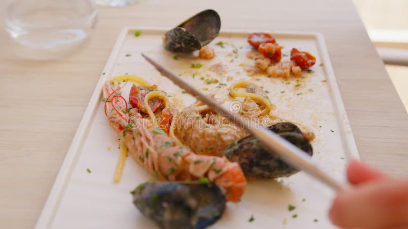 Fresh Fish Inside the Spaghetti Meal for Summer Food Stock Video ...