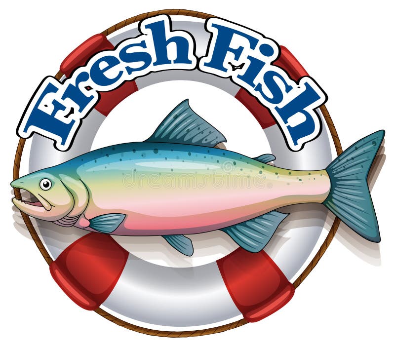 Fresh Fish Sign. Fresh Fish Circular Band Label. Fresh Fish Sticker ...