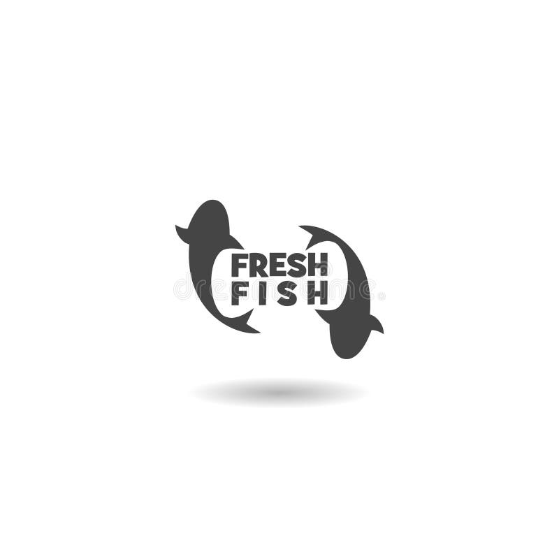 Fresh Fish Logo Icon with Shadow Stock Vector - Illustration of ecology ...