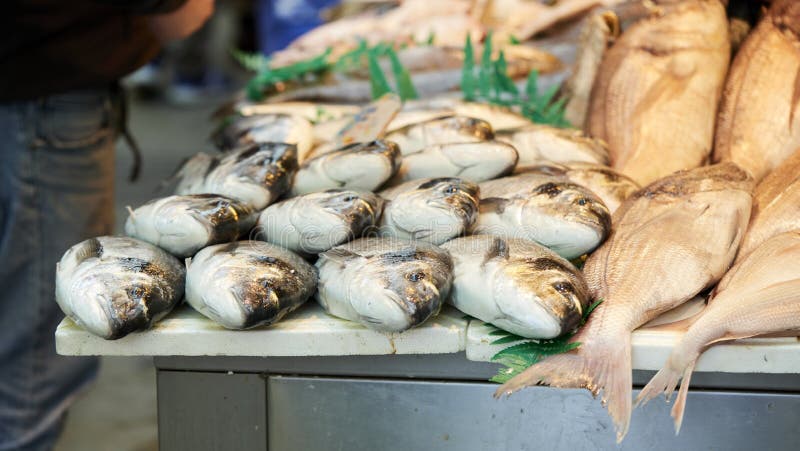 Fresh fish in the market stock image. Image of adult - 171024427