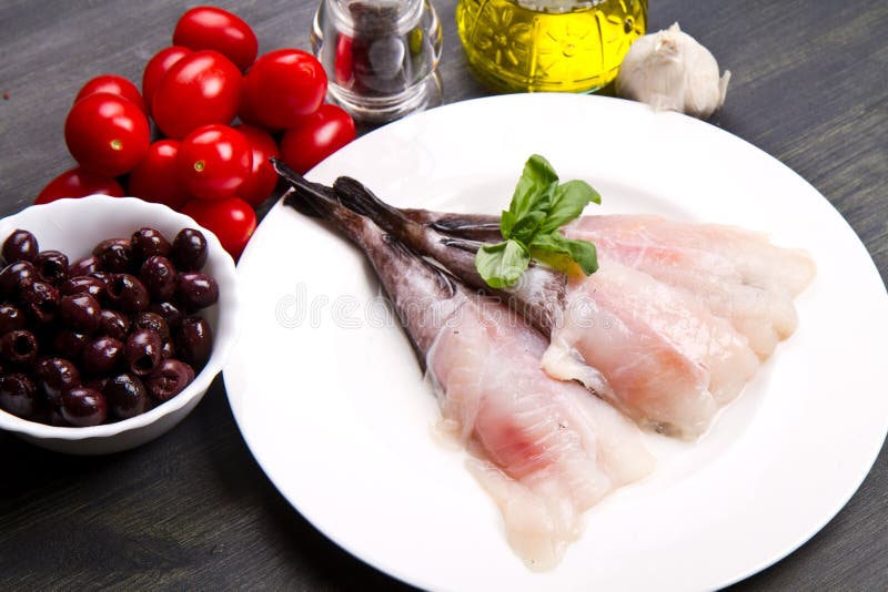 Fresh Fish Monkfish with Ingredients Stock Photo - Image of vegetables ...