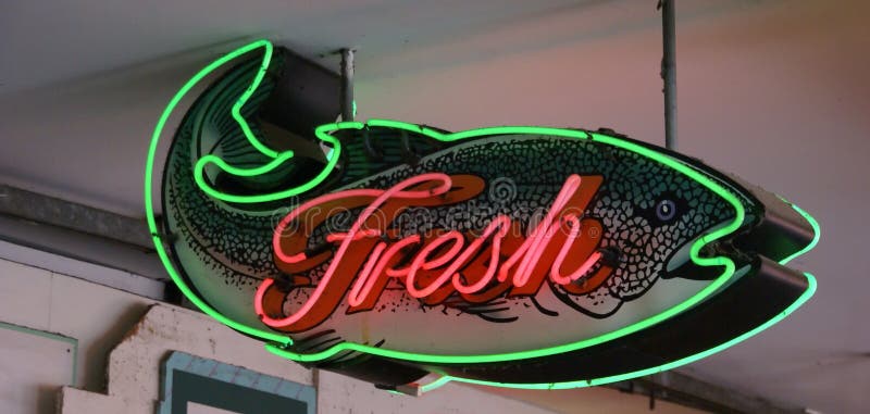 Seafood Neon Sign stock photo. Image of sign, cafe, advertisement - 2226790