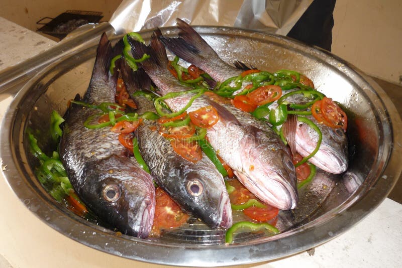 Fresh Fish on a Platter in Senegal Stock Photo - Image of senegal, fish ...