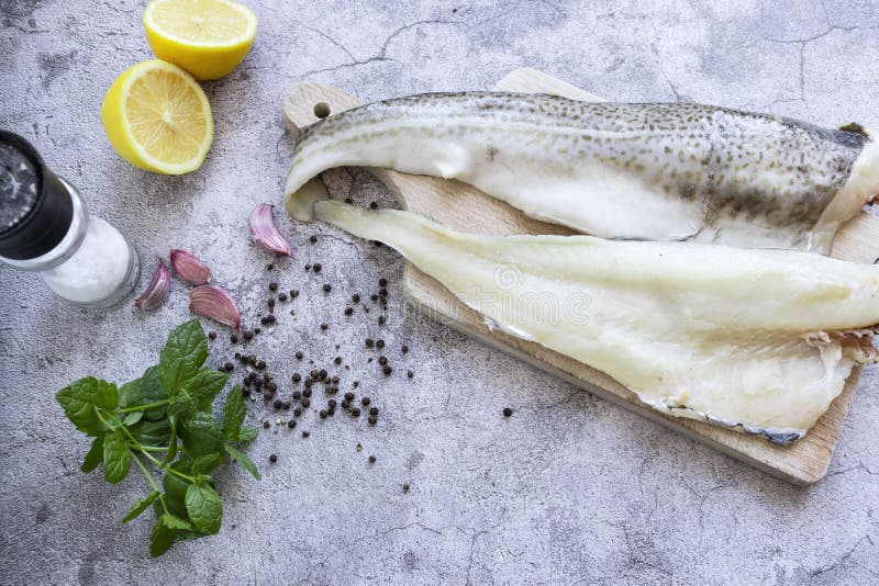Fresh fish, raw cod fillet stock image. Image of fresh - 258522069