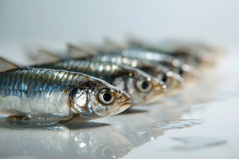 Fresh Fish on a Reflective Surface Stock Illustration - Illustration of ...