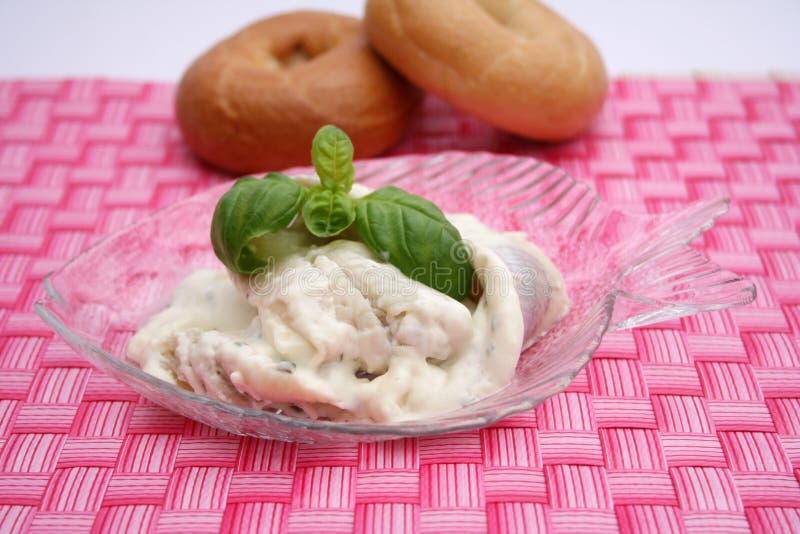 Fresh Fish with a Sauce of Cream Stock Photo - Image of lunch, herring ...