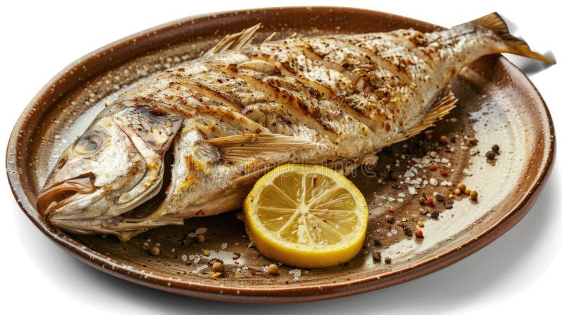 Fresh Fish Served with a Slice of Lemon, Ideal for Seafood Restaurants ...