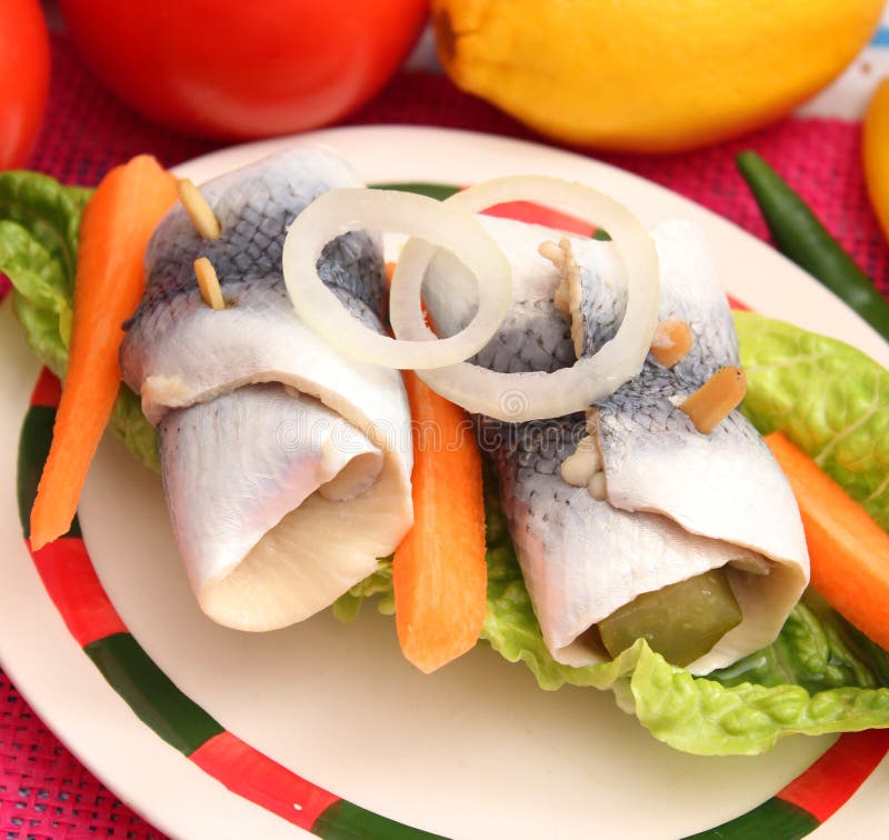 Fresh fish stock image. Image of breakfast, hering, carrots - 39198687