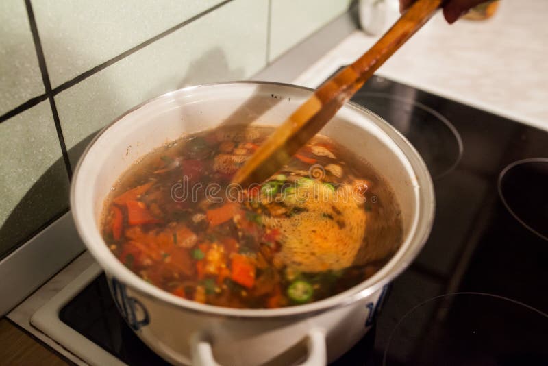 Fresh Fish Soup Ready To Eat Stock Image - Image of celery, prepared ...