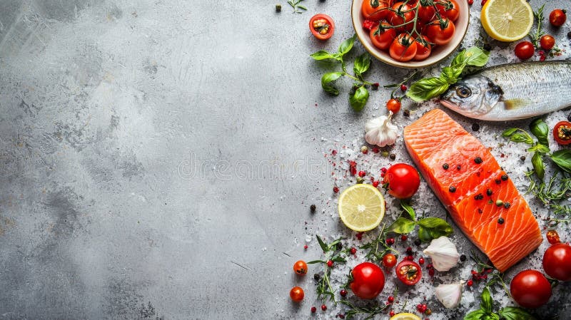 Fresh Fish Vegetables Rustic Kitchen Countertop Stock Photos - Free ...