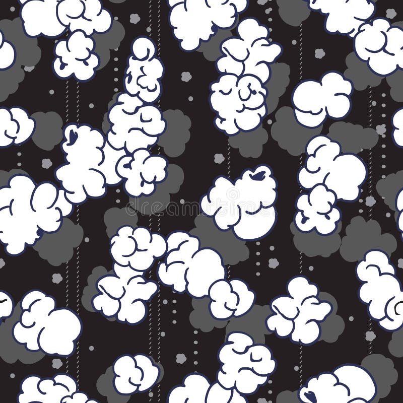 Fresh Fluffy Popcorn Snack Time Vector Graphic Seamless Pattern Stock ...