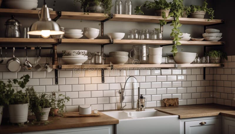 Fresh Food Cooking Inside Modern Domestic Kitchen Generated by AI Stock ...