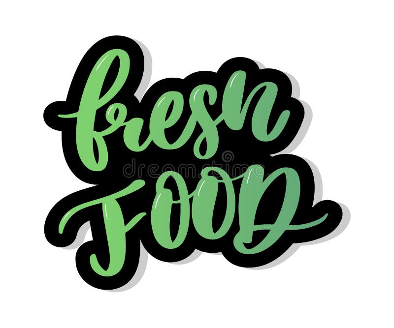 Fresh Food Lettering Calligraphy Rubber Stamp Green Stock Illustration ...