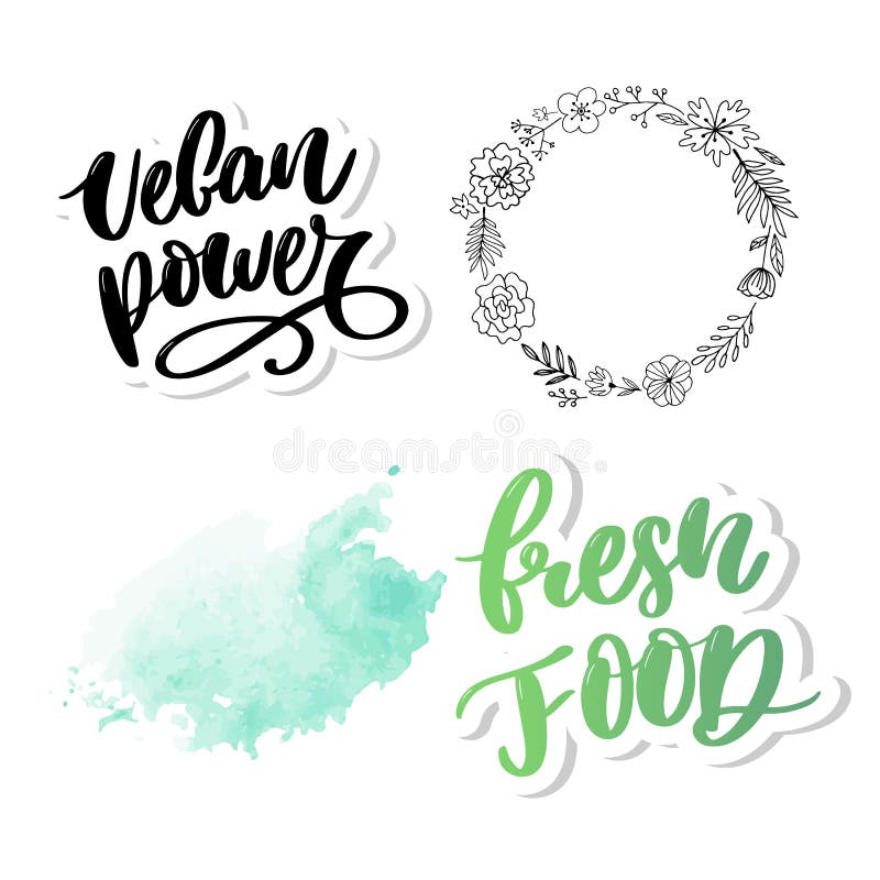 Fresh Food Lettering Calligraphy Rubber Stamp Green Stock Image - Image ...