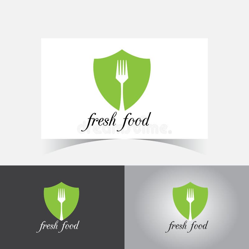 Fresh Food with a Shield Logo Design Template. Stock Illustration ...