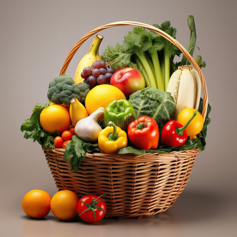 Fresh Food in Shopping Basket AI Generated Stock Illustration ...