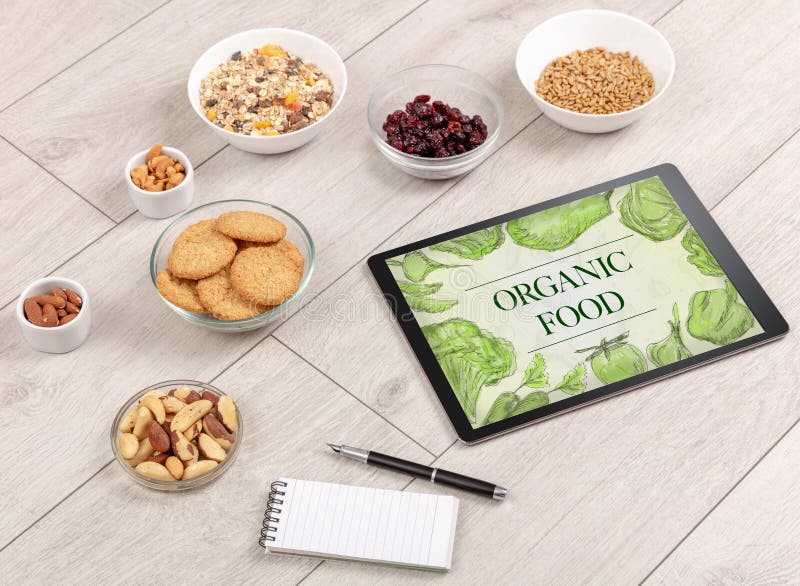 Fresh food on the table stock photo. Image of internet - 145424564