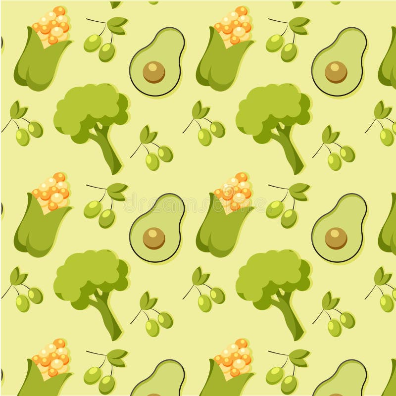 Fresh Food and Vegetables Pattern Stock Vector - Illustration of ...