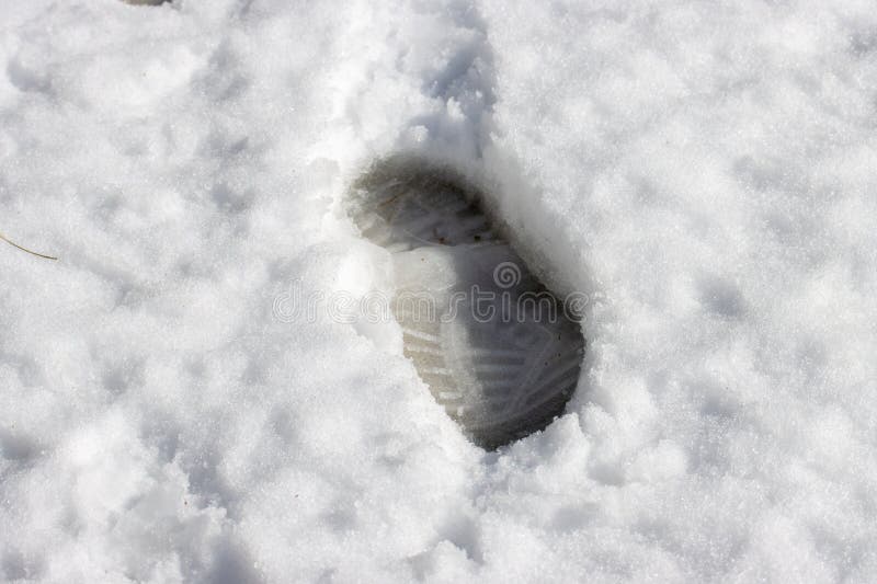 A Fresh Footprint in the Snow on a Sunny Day Stock Photo - Image of ...