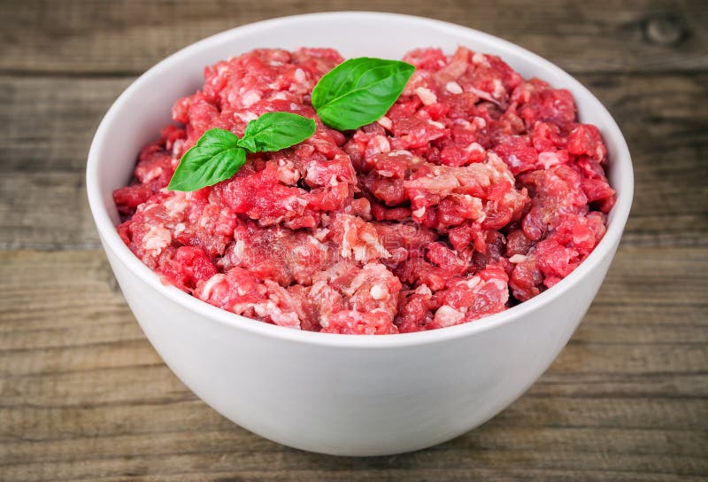 Fresh forcemeat in bowl stock photo. Image of domestic - 84663216
