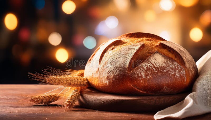 Fresh Fragrant Bread on the Table Stock Illustration - Illustration of ...