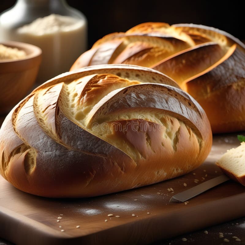 Fresh Fragrant Bread on the Table. Food Concept Stock Image - Image of ...