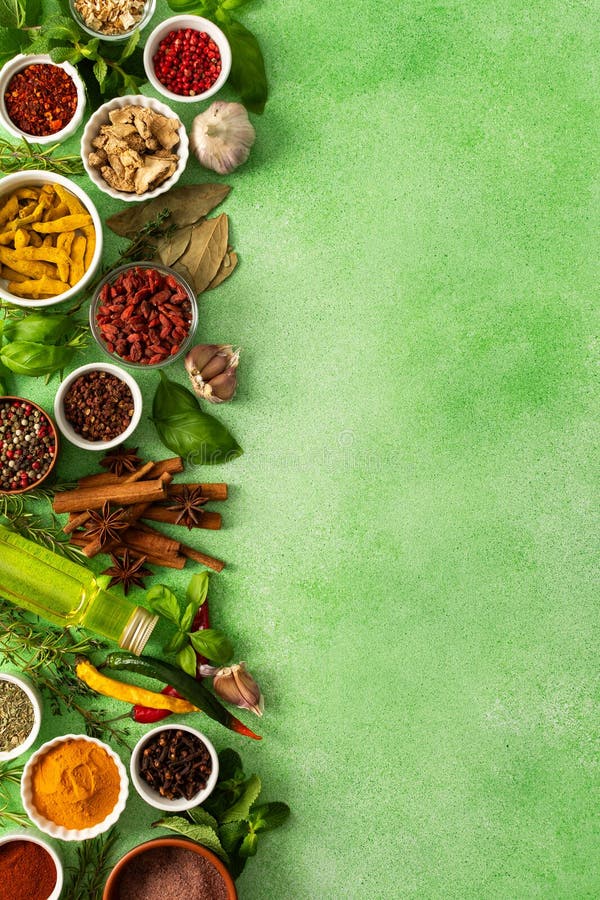 Fresh, Fragrant Spices and Herbs Arranged in an Array of Colors ...