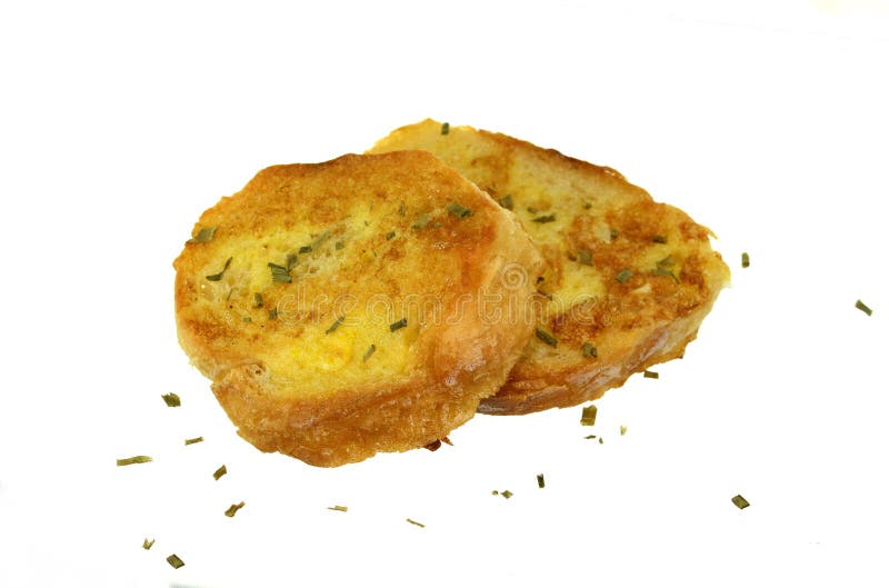 Fried Bread Slices Isolated on White. Stock Image - Image of tasty ...