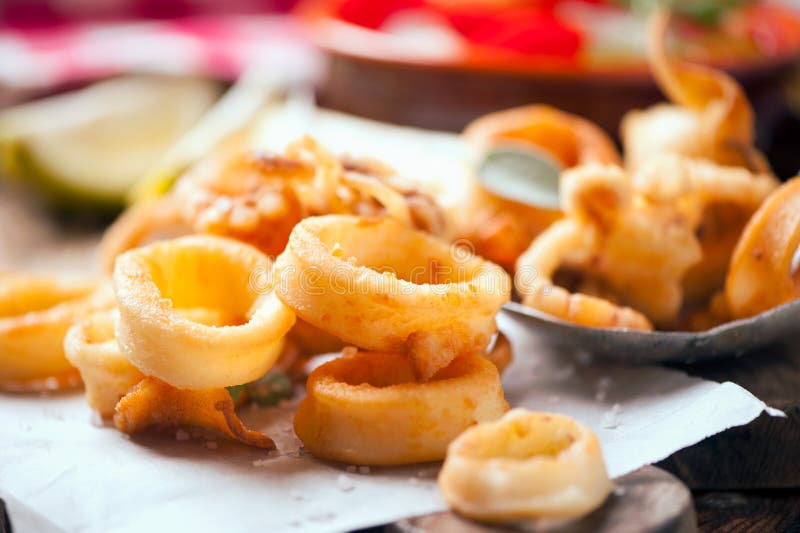Fresh Fried Calamari stock photo. Image of dish, background - 103193698