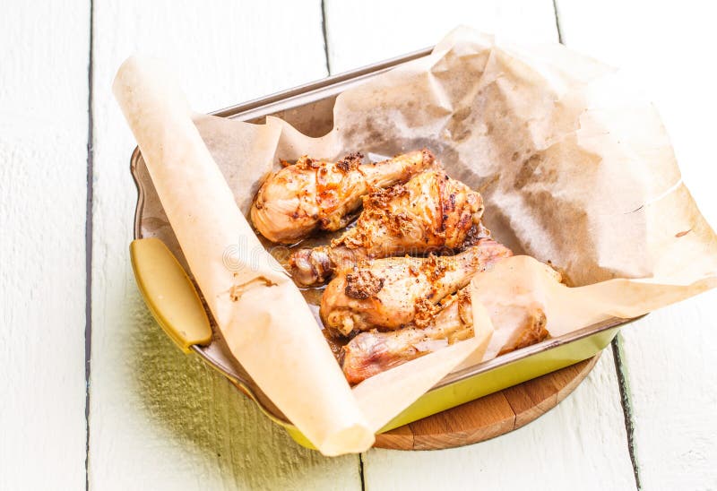 Fresh fried chicken in pan stock image. Image of empty - 88617003