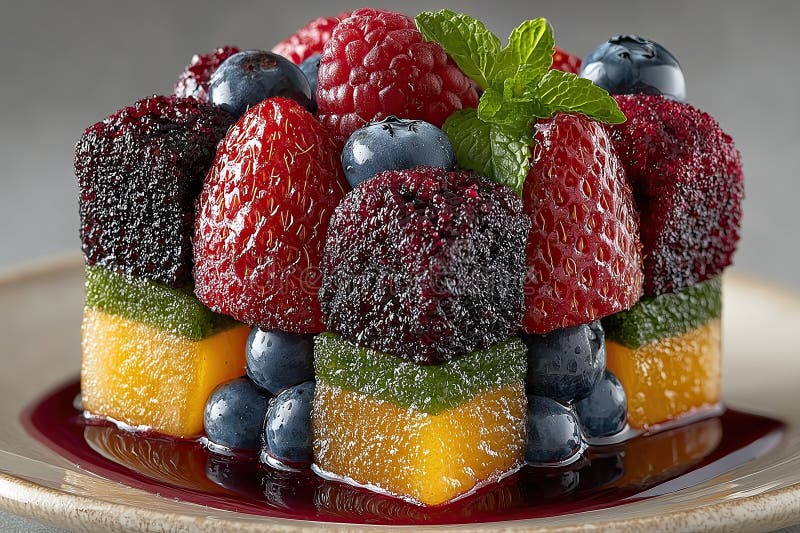 Fresh Frozen Fruit Berry Cube Stock Illustration - Illustration of cube ...