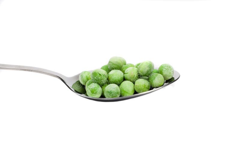 Fresh Frozen Green Peas on Spoon Stock Photo - Image of nourishing ...