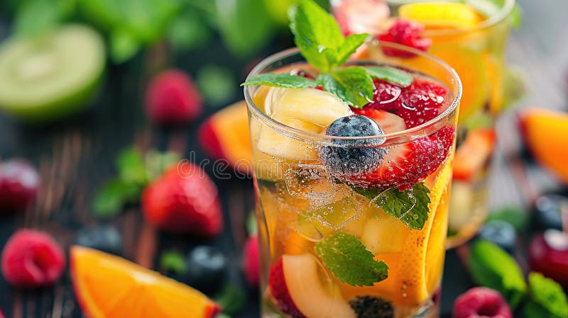 Fresh Fruit and Alcohol Cocktail and Cold only Good To Cool. Generative ...