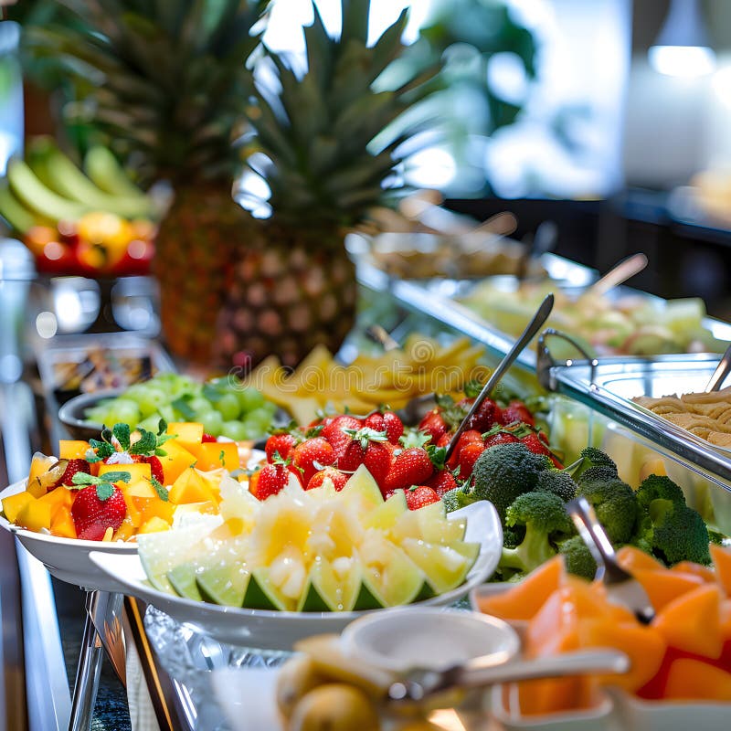 Fresh Fruit and Appetizer Spread at Event Stock Photo - Image of ...