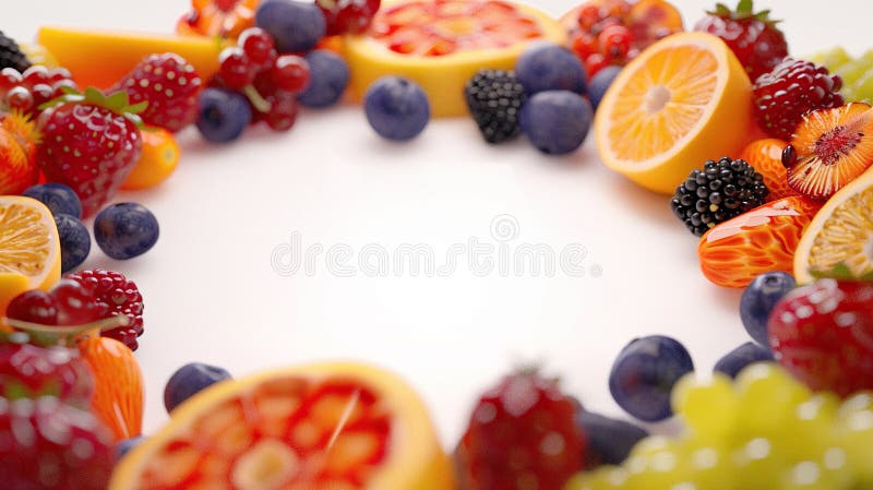 Fresh Fruit Background with Empty Space. Ai Generative Stock Image ...