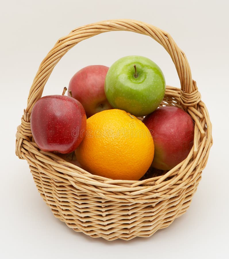 Fresh fruit in basket stock photo. Image of apple, wicker - 4314338