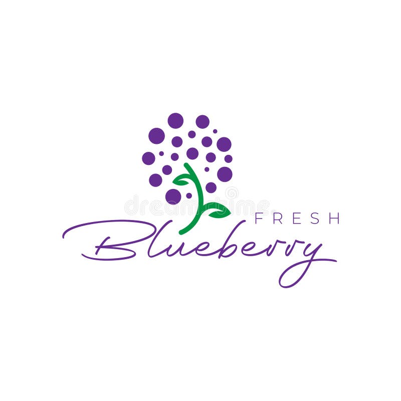 Fresh Fruit Blueberry Feminine Flat Simple Shape Logo Design Vector ...