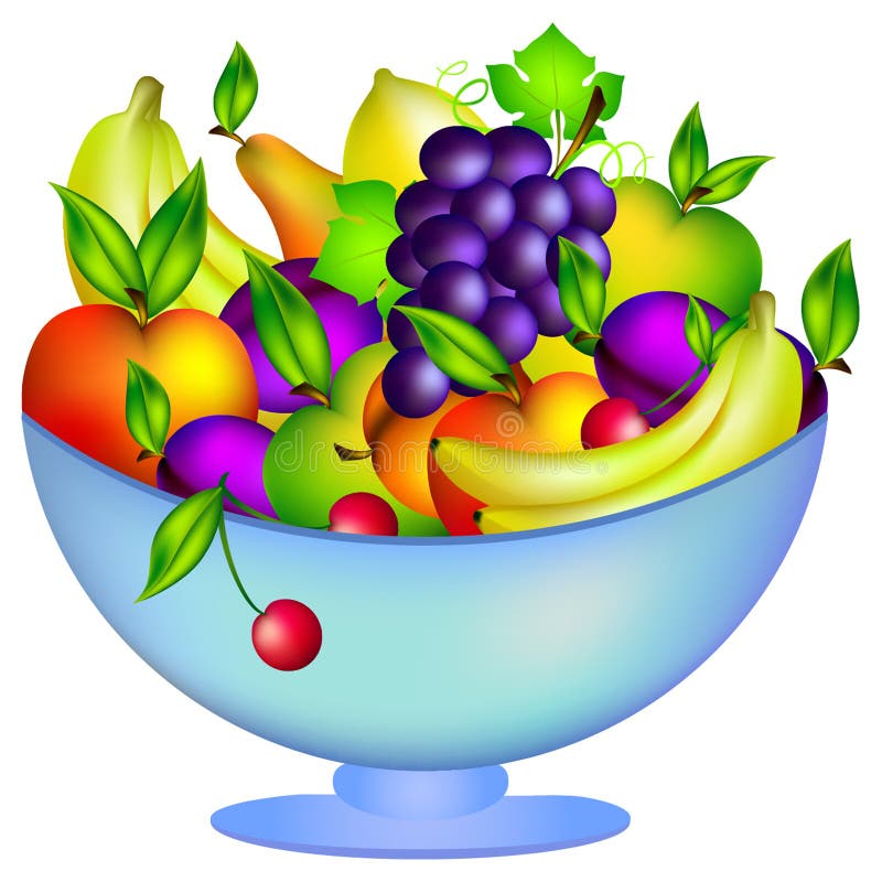 Fresh fruit in a bowl stock vector. Illustration of green - 69729186