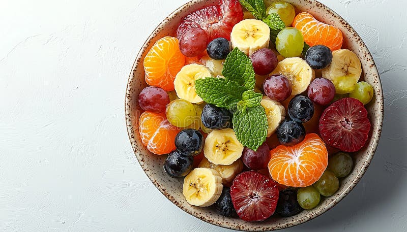 Fresh Fruit Bowl with Raspberry, Strawberry, Mint Leaf Generated by AI ...