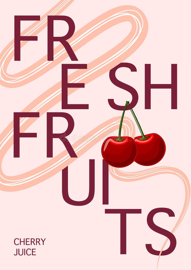Fresh Fruit. Cherry Juice.Poster, Label, Sticker, Leaflet . Stock ...