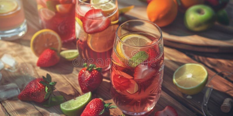 Fresh Fruit Cocktail stock image. Image of garnish, vacation - 371528571