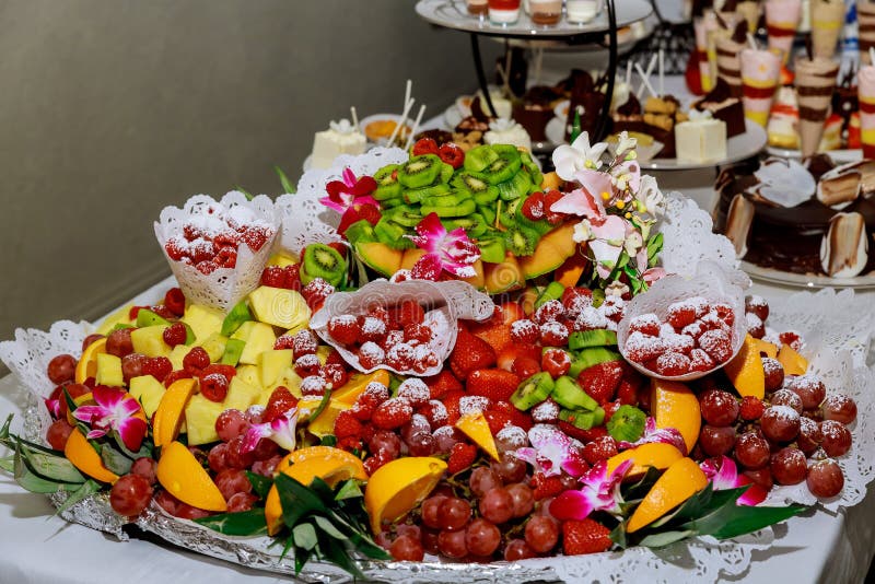 Fresh Fruit Assorted on Table in Restaurant Stock Photo - Image of ...