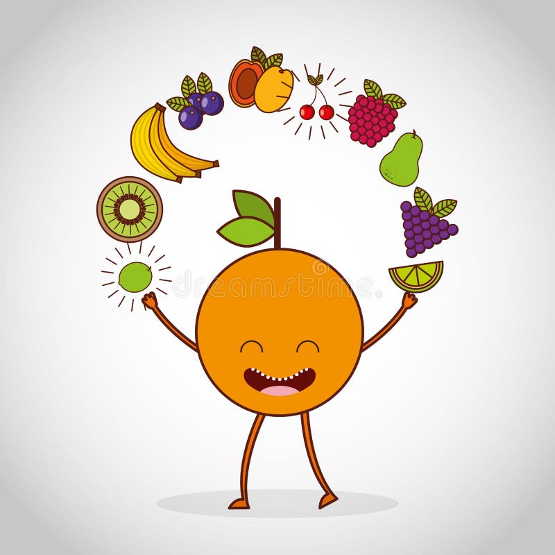 Fresh Fruit Comic Character Stock Vector - Illustration of cute ...
