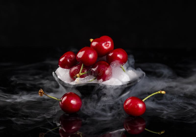 Fresh fruit on dry ice stock photo. Image of damp, dark - 248240440